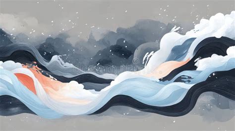 Abstract Waves In Soft Colors Create A Serene Flowing Landscape Stock Illustration