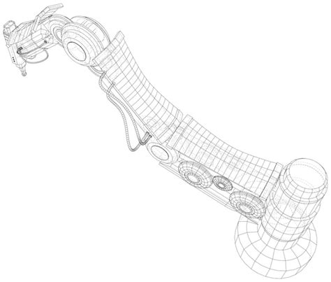 Premium Vector Robotic Arm Hand Isolated On White Technical Wireframe