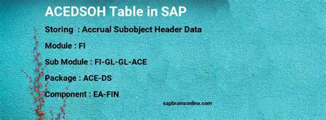 acedsoh sap table for accrual subobject header data