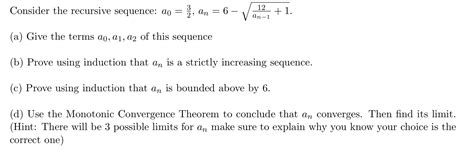 Consider The Recursive Sequence Ao An 6