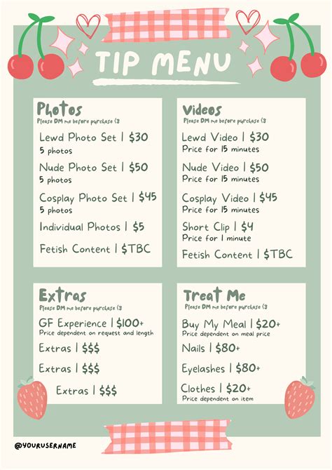 Tip Menu For Onlyfans Fansly Patreon Snapchat Fully Editable Canva Tip Menu For Onlyfans Fansly Patreon Snapchat Fully Editable Canva