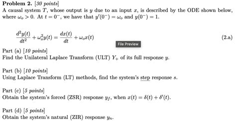 Solved Problem 2 30 Points A Causal System T Whose