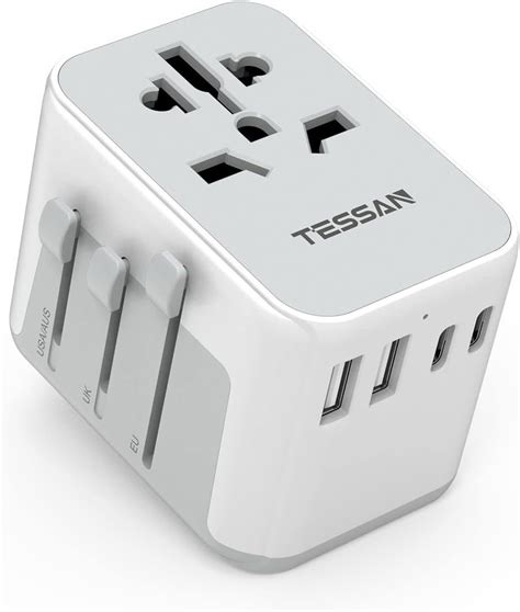 Tessan Universele Stekkeradapter Universele Reisstekker Adapter Met 2 Usb En 2 Usb C