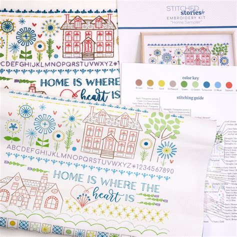 traditional sampler house and home embroidery pattern pre printed fabric