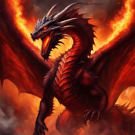 Snarling Western Dragon With Crimson And Black Sca By Solgress On