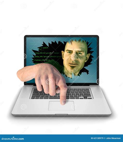 Internet Troll With Finger On The Button Stock Illustration Image