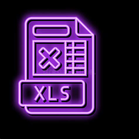 Xls File Format Document Neon Glow Icon Illustration Stock Vector