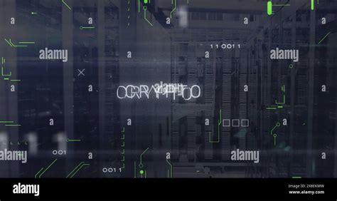 Image Of Binary Codes And Crypto Text With Circuit Board Pattern Over