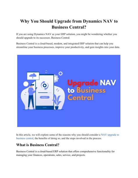 Ppt Why You Should Upgrade From Dynamics Nav To Business Central