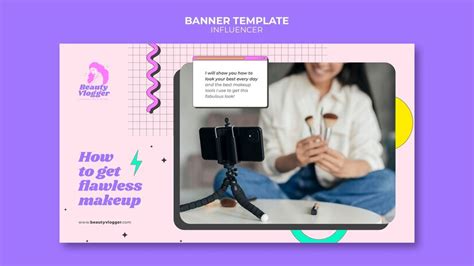 멤피스 스타일 인플 루 언서 배너 템플릿 무료 Psd 파일