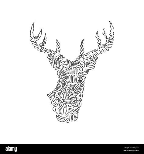Continuous Curve One Line Drawing Of Beautiful Antlers Deer Abstract Art Single Line Editable