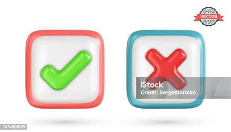Correct And Incorrect Signs Right And Wrong Mark Icons Checkmark Buttons With Green Tick And Red