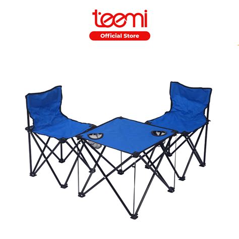 teemi 3 in 1 foldable camping table and chairs outdoor folding beach