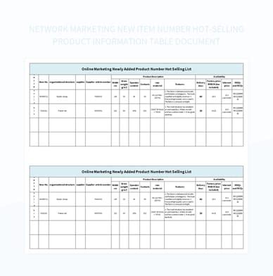 Free Product Information Templates For Google Sheets And Microsoft Excel Slidesdocs