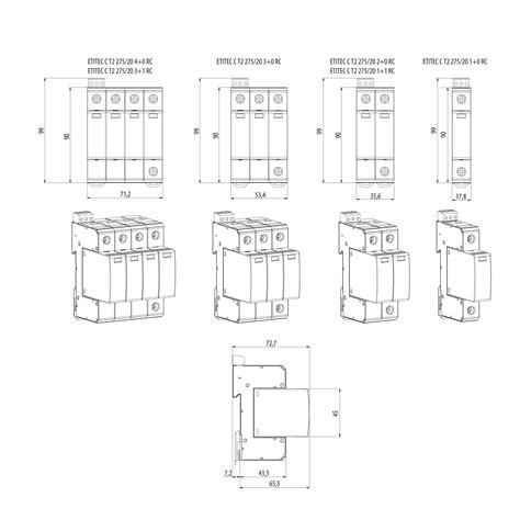 Модулна защита от пренапрежение Eti C тип T2 Uc 275v In 20ka 4 модула Emag Bg