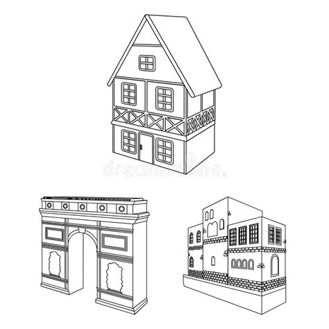 Building And Architecture Outline Icons In Set Collection For Designthe Building And Dwelling