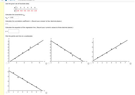 Solved Use The Given Set Of Bivariate Data 1 2 3 4 5 6 Y5 8