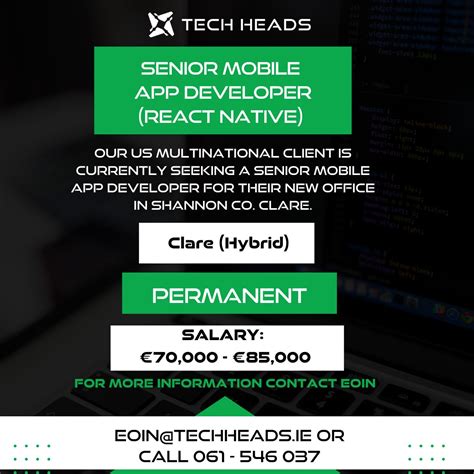 Senior Mobile Developer React Native Tech Heads Ireland Techheads