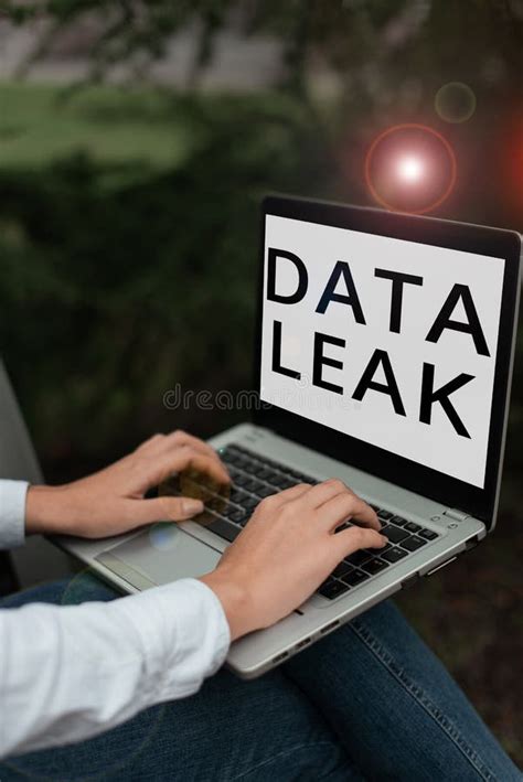Sign Displaying Data Leak Word Written On Released Illegal Transmission Of Data From A Company