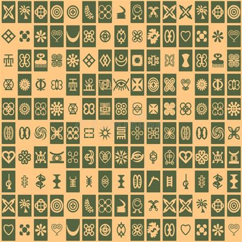 African Textile Seamless Pattern With Adinkra Symbols In Earthy Colors