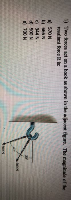 Solved 1 Two Forces Act On A Hook As Shown In The Adjacent