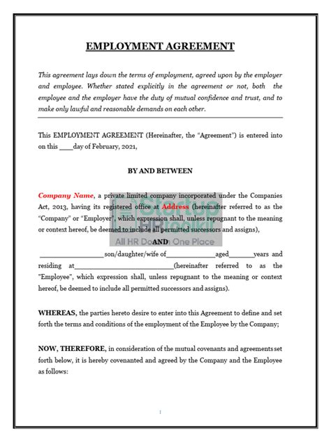 Employment Bond Agreement Pdf Employment Salary