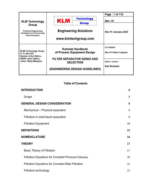 Filter Separator Rev1 0web Pdf Filtration Chemistry