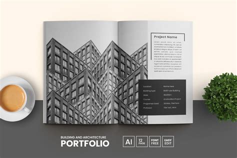 Building And Architecture Portfolio Template And Magazine Template Or Brochure Layout Brosur