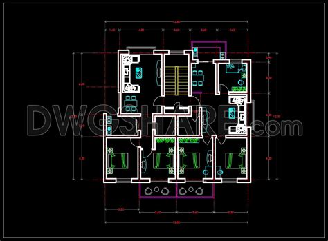 174apartment Plan Autocad File Free Download