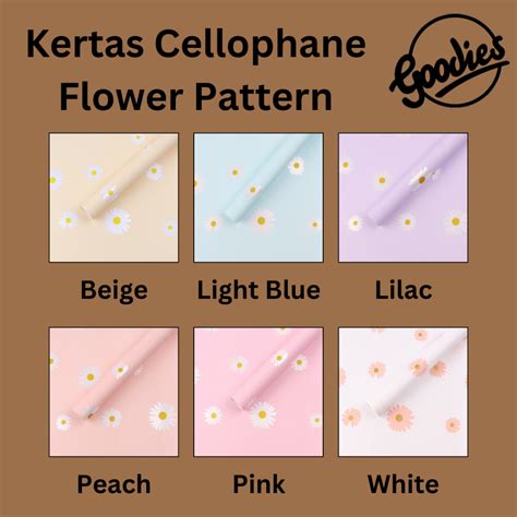 Jual 5 Lembar Kertas Cellophane Bucket Bunga [flower Pattern] Flower