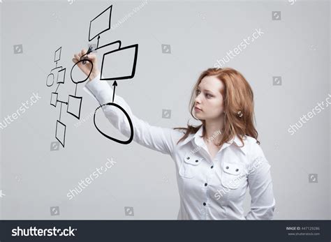 Woman Drawing Flowchart Business Process Concept Stock Photo Shutterstock
