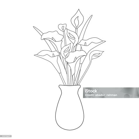 색칠 공부 책 페이지 일러스트레이션의 꽃 냄비 라인 아트 디자인 검은색에 대한 스톡 벡터 아트 및 기타 이미지 검은색 꽃 나무 꽃 식물 Istock