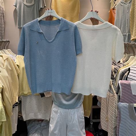 十三行2026夏装新款韩系polo领短袖针织衫女别致独特镂空宽松毛衣