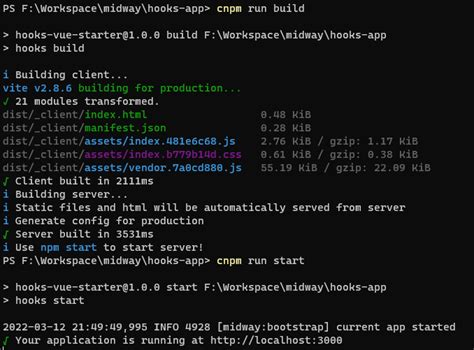 一体化项目vue案例构建后运行无内容 Issue midwayjs hooks GitHub