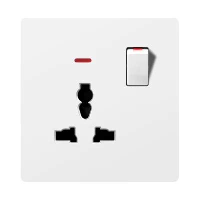 Switched Universal Wall Electrical Power Socket With Indicator China Push Button Switch And