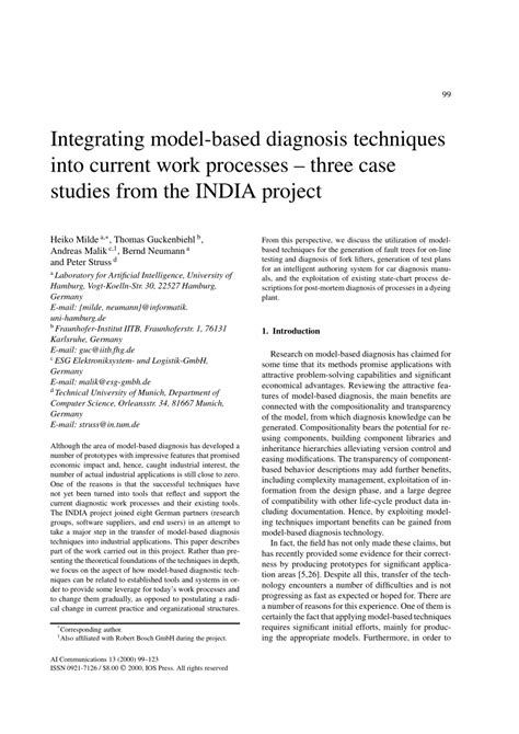 Pdf Integrating Model Based Diagnosis Techniques Into Current Work