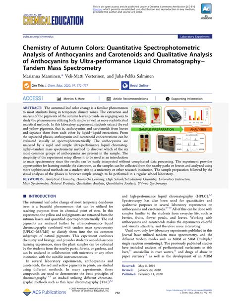 Pdf Chemistry Of Autumn Colors Quantitative Spectrophotometric