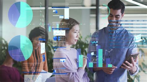 Statistical Data Processing Against Diverse Male And Female Office Colleagues Discussing At