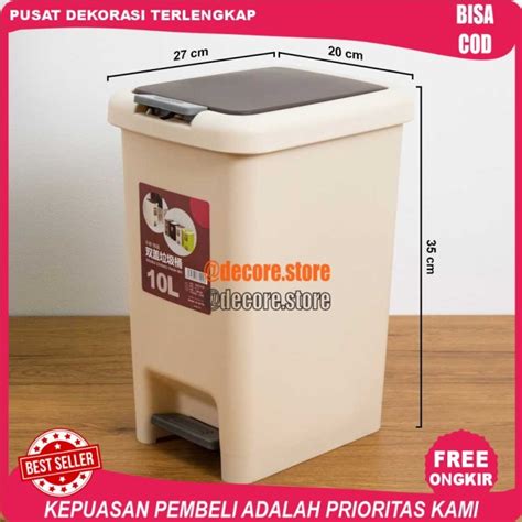Jual Cod Tempat Sampah Ruangan Indoor Outdoor Trash Bin Model Injak Pedal Kaki 20 Liter 10 L