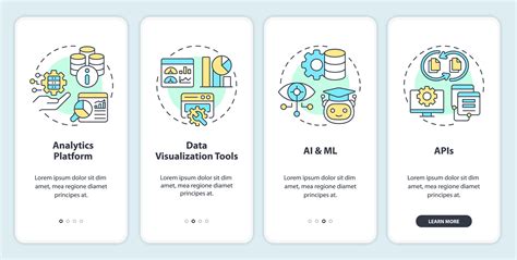 2d Linear Icons Representing Data Democratization Mobile App Screen Set 4 Steps Graphic
