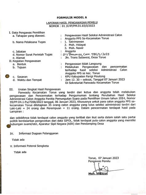 Form A Hasil Seleksi Adm Pps Pdf