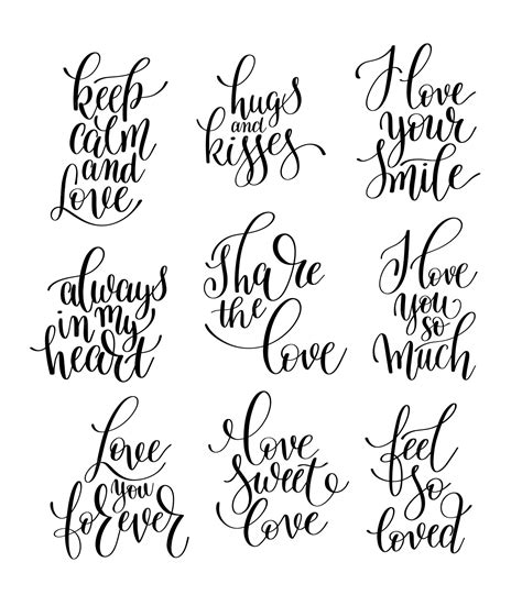 Premium Vector Set Of 9 Black And White Hand Written Lettering