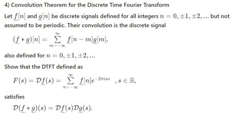 Solved Convolution Theorem For The Discrete Time Fourier Chegg