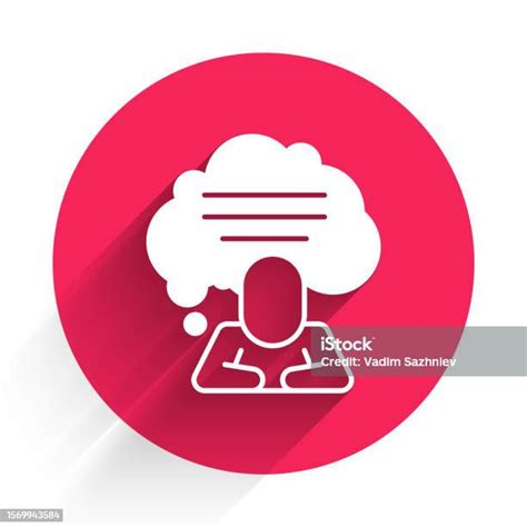 긴 그림자로 격리 된 화이트 스피치 버블 채팅 아이콘 메시지 아이콘입니다 통신 또는 댓글 채팅 기호입니다 빨간색 원 버튼입니다 벡터 0명에 대한 스톡 벡터 아트 및 기타