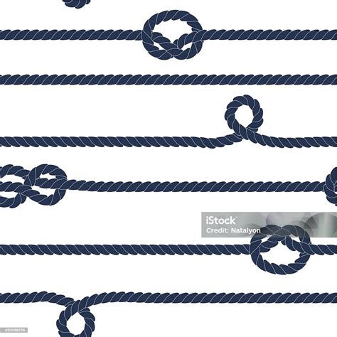 네이비 로프 및 매듭 스트라이프드 연속무늬 블루 화이트 밧줄에 대한 스톡 벡터 아트 및 기타 이미지 밧줄 0명 검은색