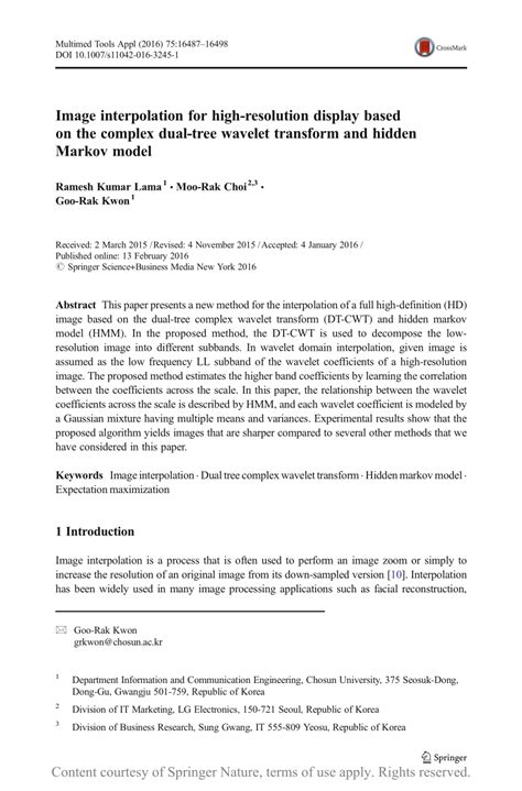 Image Interpolation For High Resolution Display Based On The Complex Dual Tree Wavelet Transform