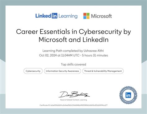 Ushasree Althi On Linkedin Certificate Of Completion