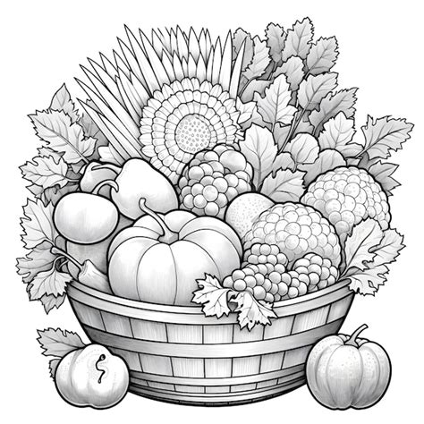 Premium Ai Image A Traditional Cornucopia Filled With Easytocolor Fruits And Vegetables