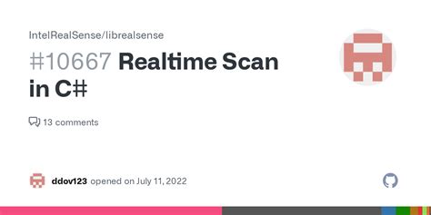 Realtime Scan In C · Issue 10667 · Intelrealsenselibrealsense · Github
