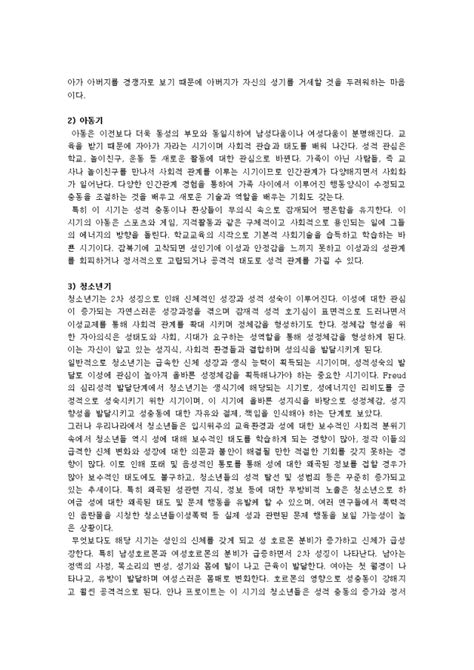 성의 발달은 유아기에 시작되어 성인기에 이르기까지 인간의 생애과정을 통해 꾸준히 발달하게 됩니다 성의식의 발달 과정에서 각